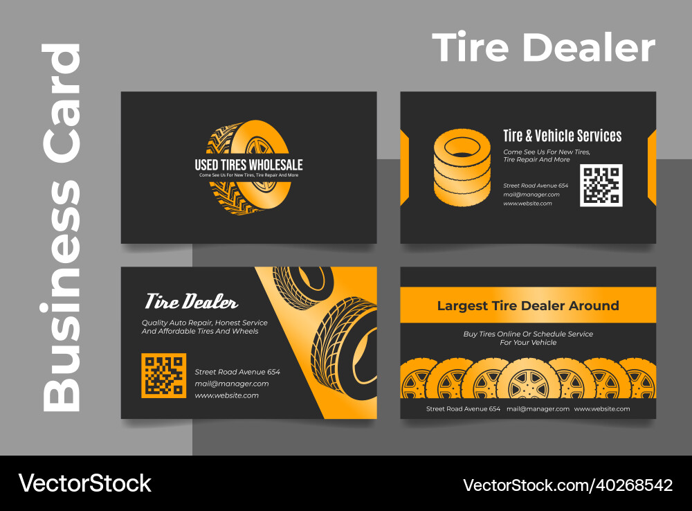 Tire Service Business Card Set Royalty Free Vector Image
