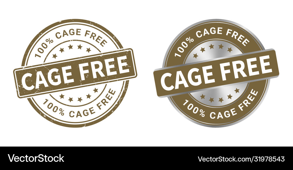 Grunge stamp and silver label cage free Royalty Free Vector