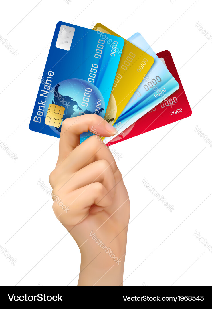Hand holding credit cards Royalty Free Vector Image