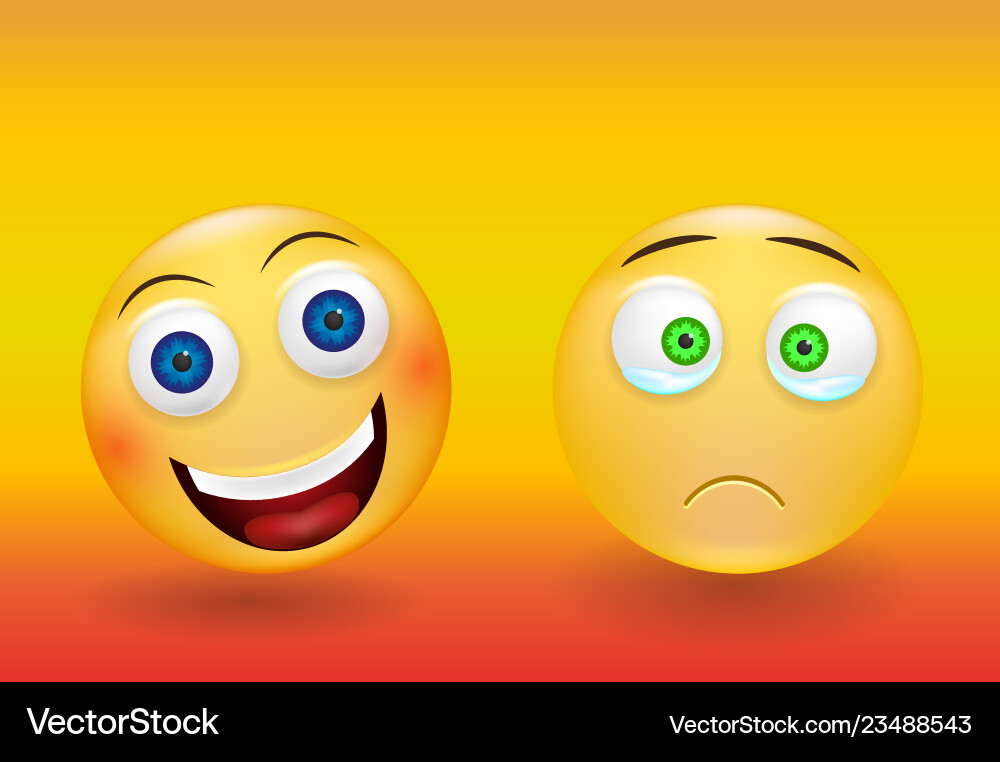 Happy & Sad Face Emoticons Royalty Free Vector Image