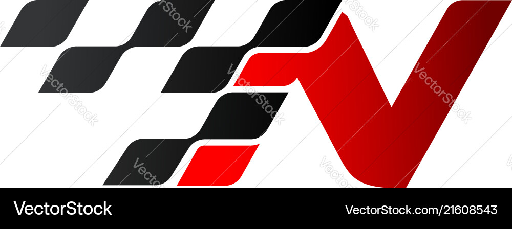 Letter n with racing flag logo Royalty Free Vector Image