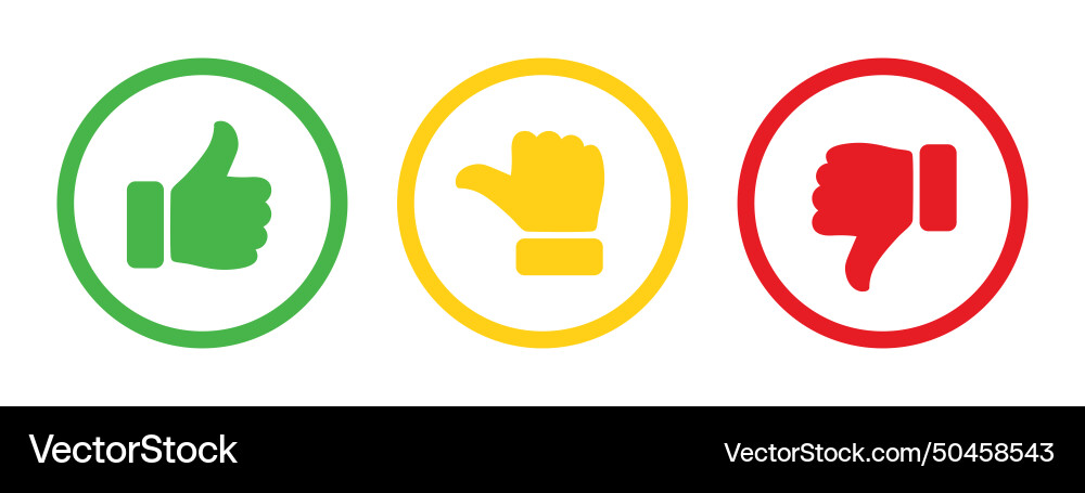 Like dislike and neutral thumb symbols outine Vector Image