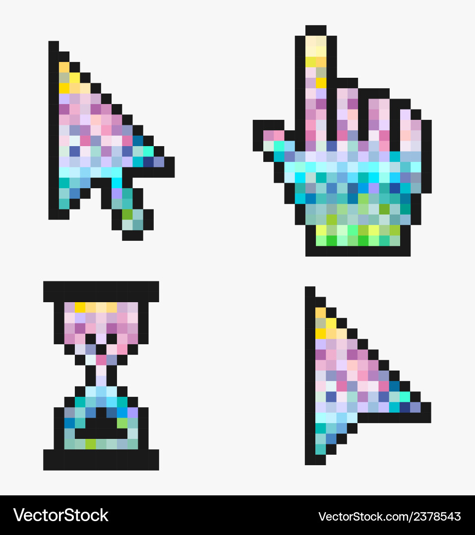 Pixel Cursors Icons Maus Hand Pfeil Stundenglas Vektorbild