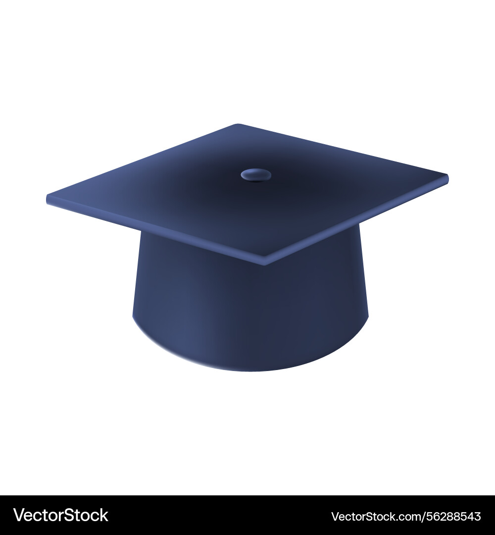 Realistic blue graduate cap 3d graduation Vector Image