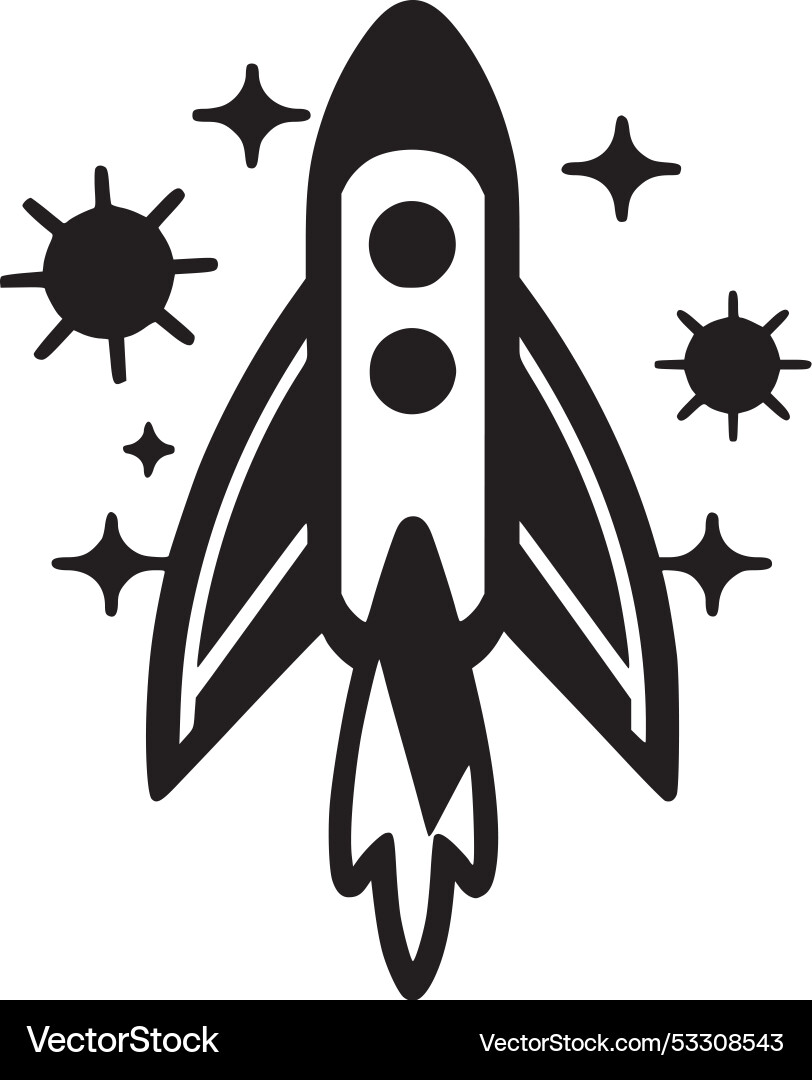 Rocket - black and white Royalty Free Vector Image