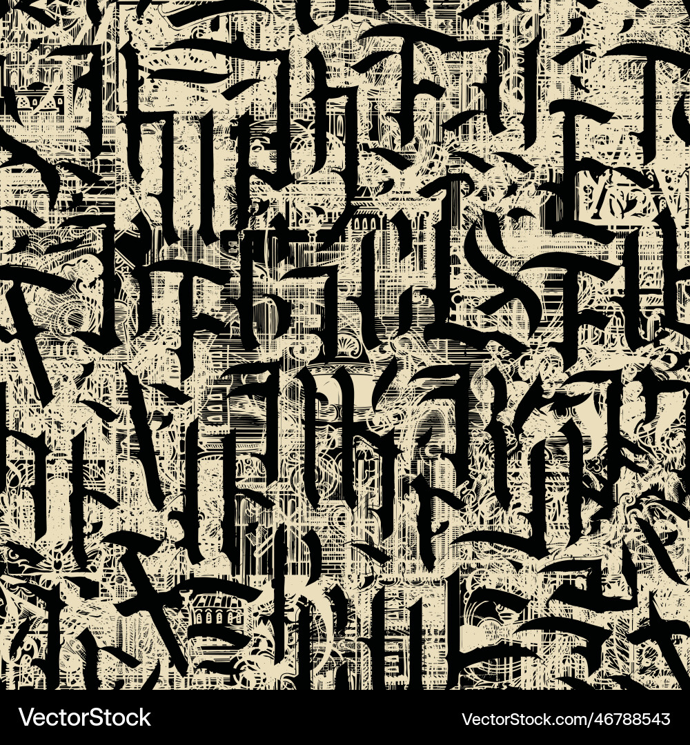 Seamless pattern of ornate gothic letters Vector Image