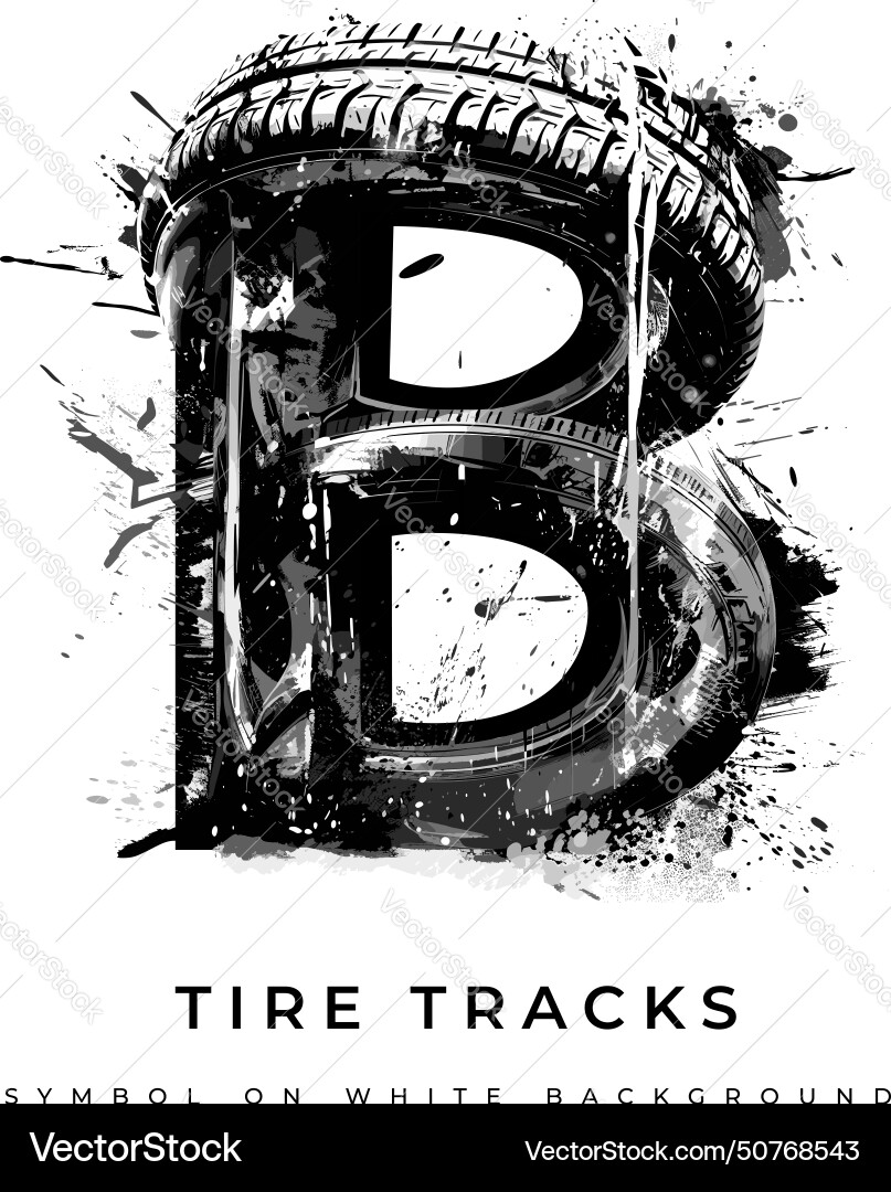 Tire font letter b on a white background Vector Image
