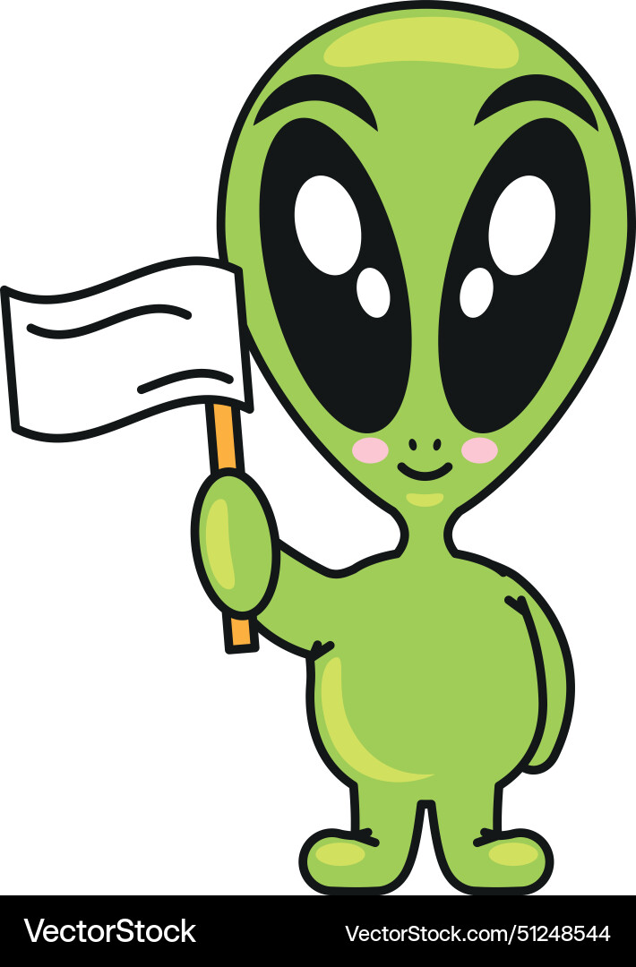 Alien with peace flag Royalty Free Vector Image
