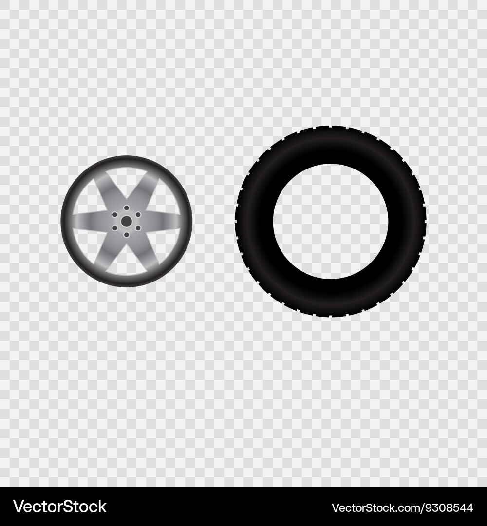Car wheel and tire track Royalty Free Vector Image