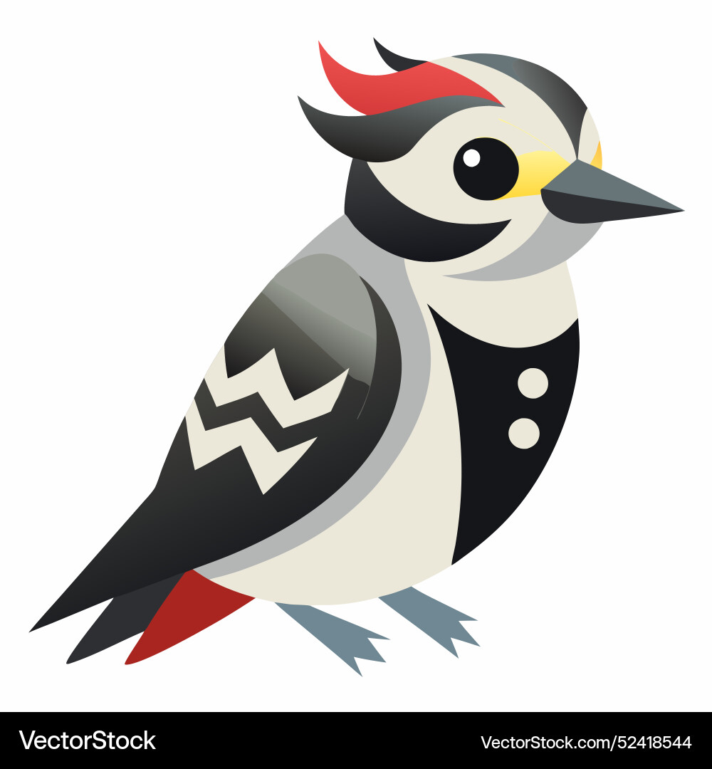 Downy woodpecker bird cries kawaii Royalty Free Vector Image
