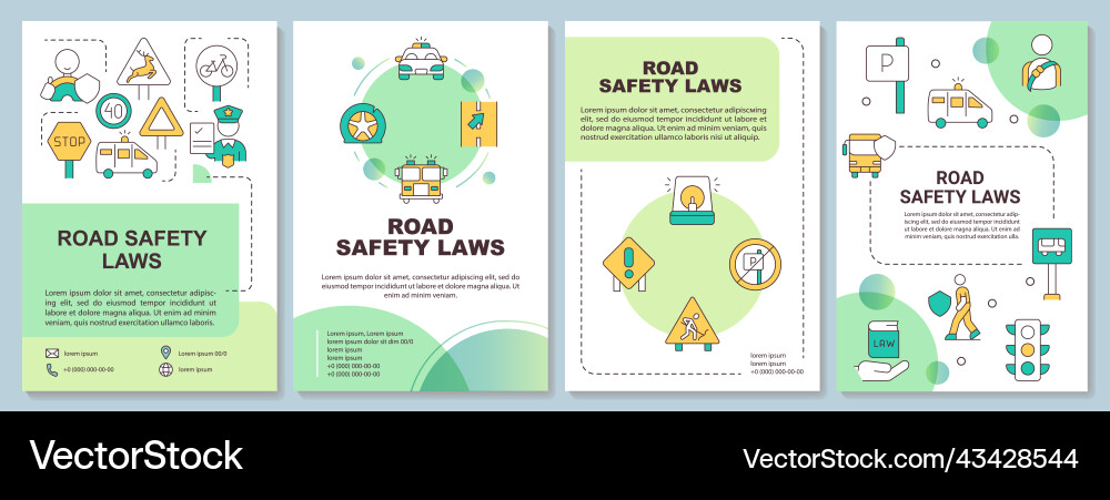 Road safety laws green brochure template Vector Image