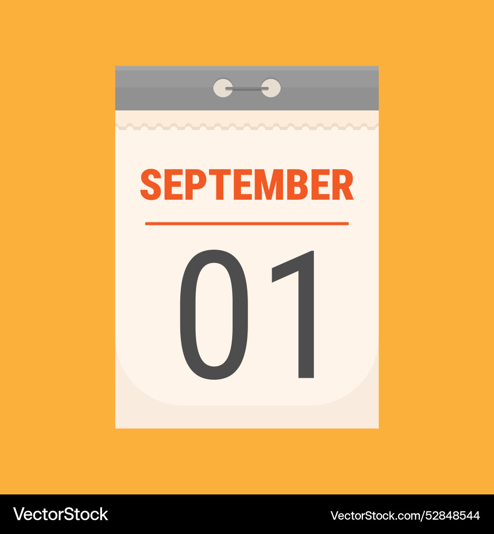 September 01 simple tear-off calendar Royalty Free Vector