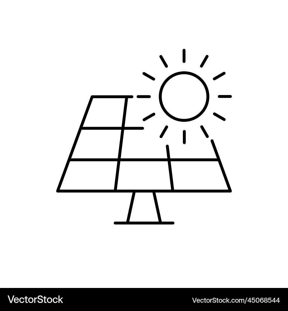 Solar panel and sun linear icon Royalty Free Vector Image