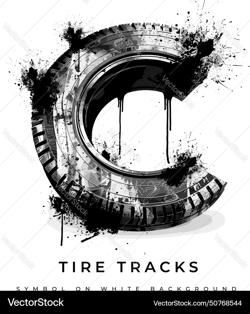 Tire font letter c on a white background Vector Image