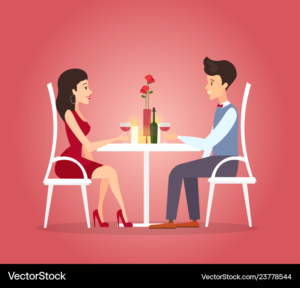 With romantic dinner of couple Royalty Free Vector Image