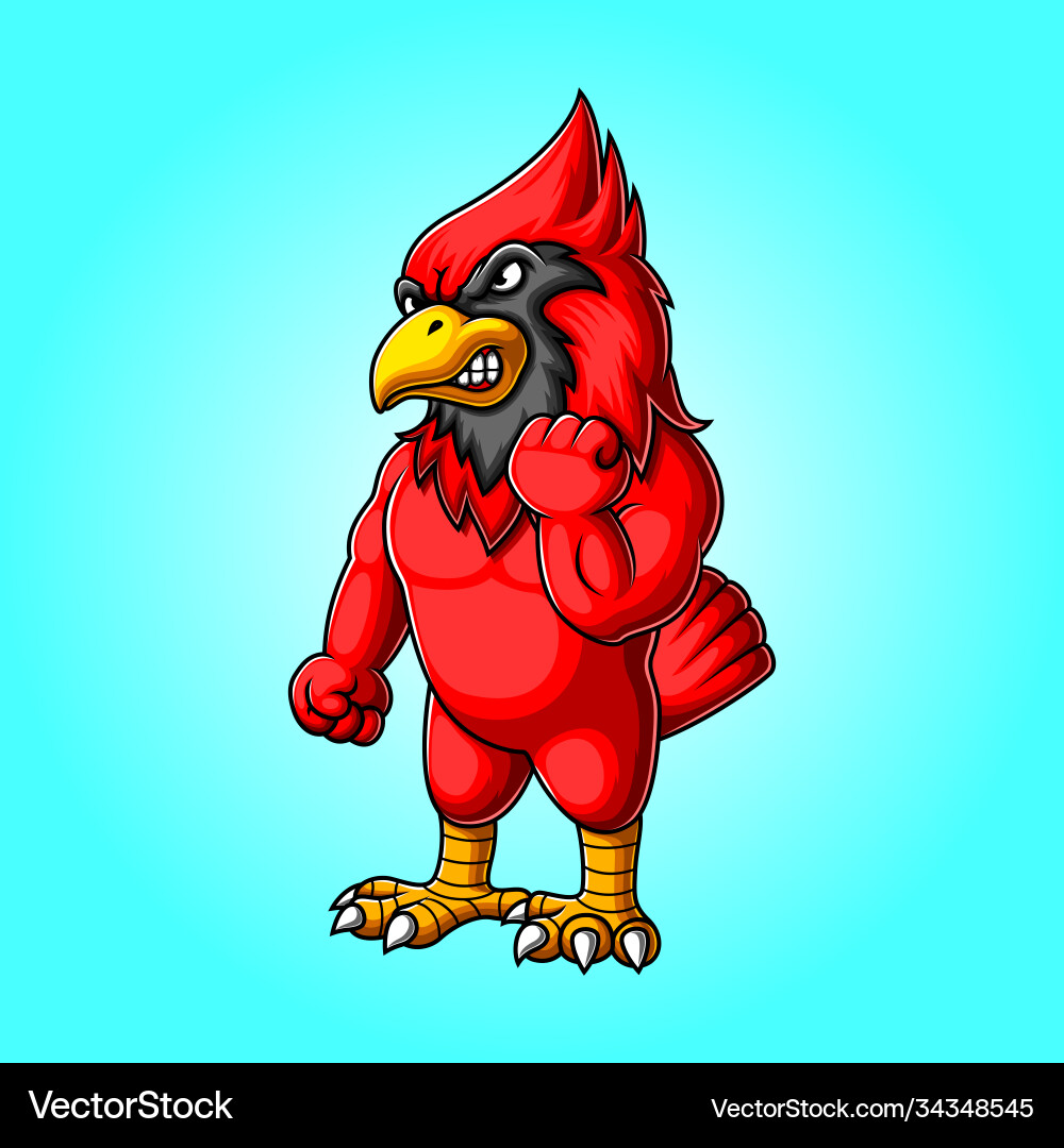 Angry cardinal bird mascot logo design Royalty Free Vector