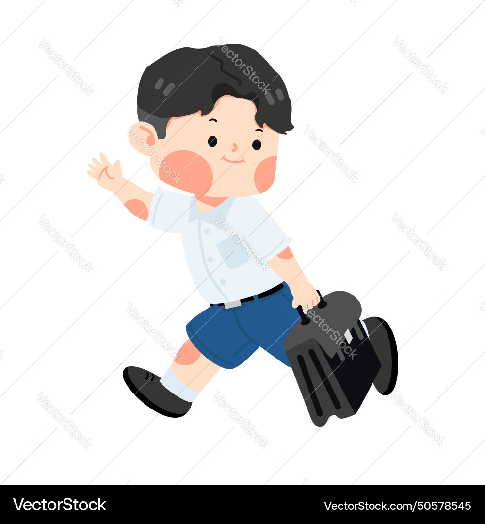 Boy running to school cartoon Royalty Free Vector Image