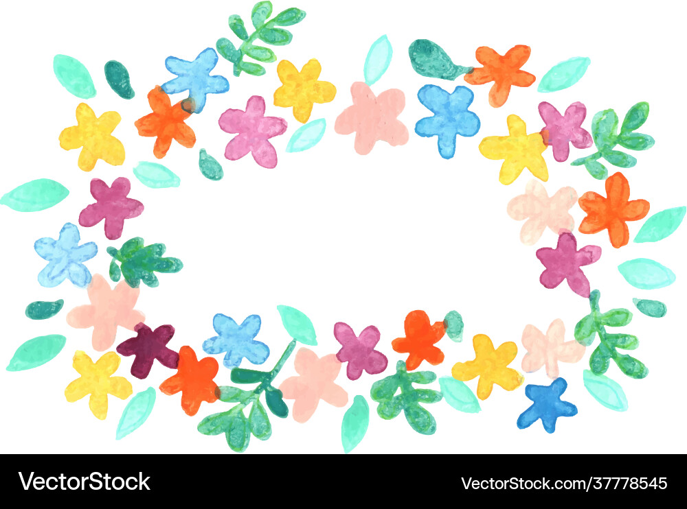 Colorful flower rectangle wreath watercolor Vector Image
