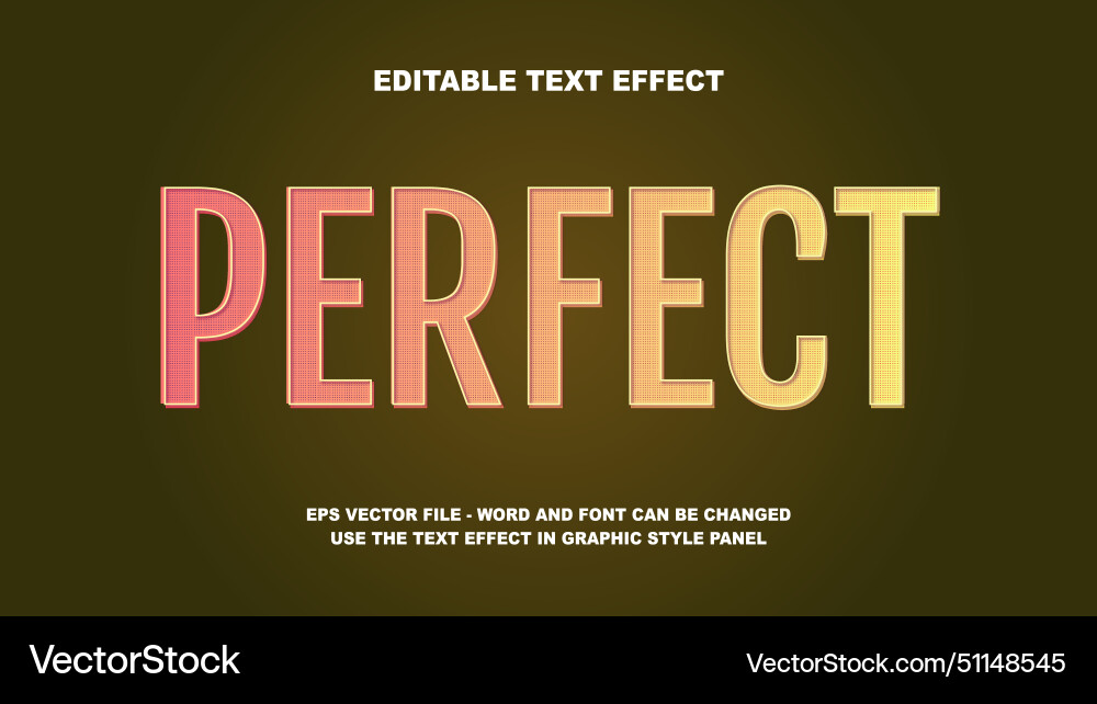 Editable text effect perfect 3d template Vector Image