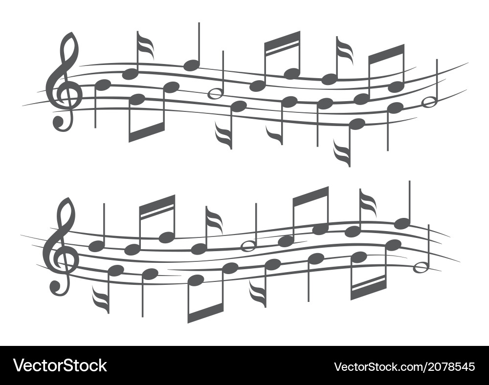 Music notes on staves Royalty Free Vector Image