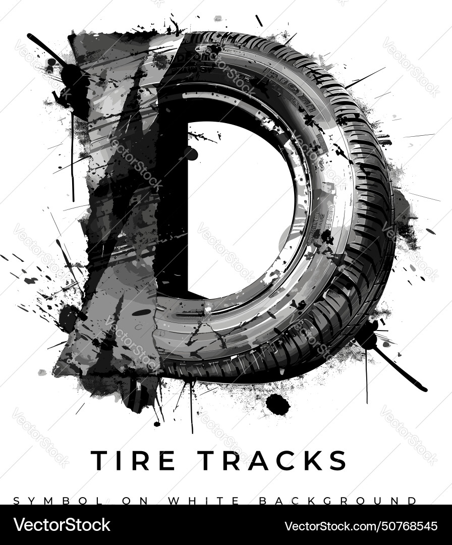 Tire font letter d on a white background Vector Image