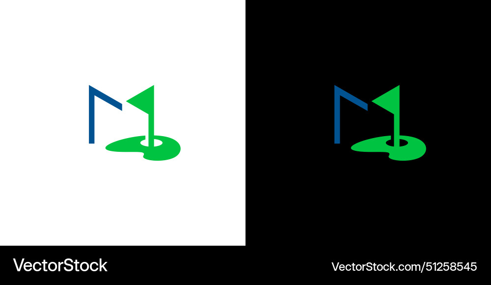 Unique and modern m golf logo design Royalty Free Vector
