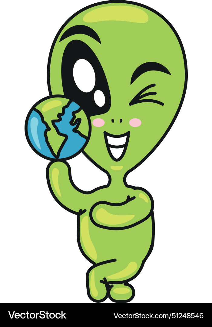 Alien and earth planet Royalty Free Vector Image