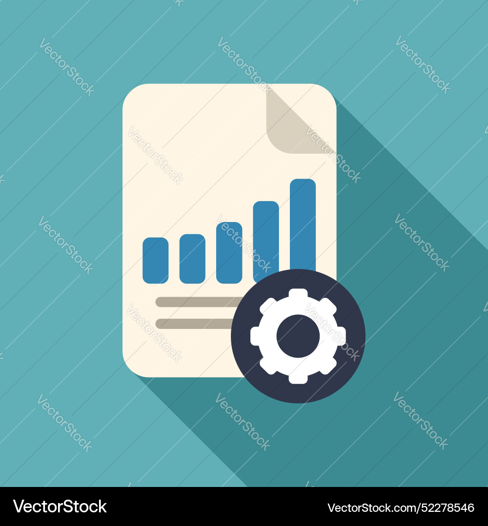 Business report being optimized with gear symbol Vector Image