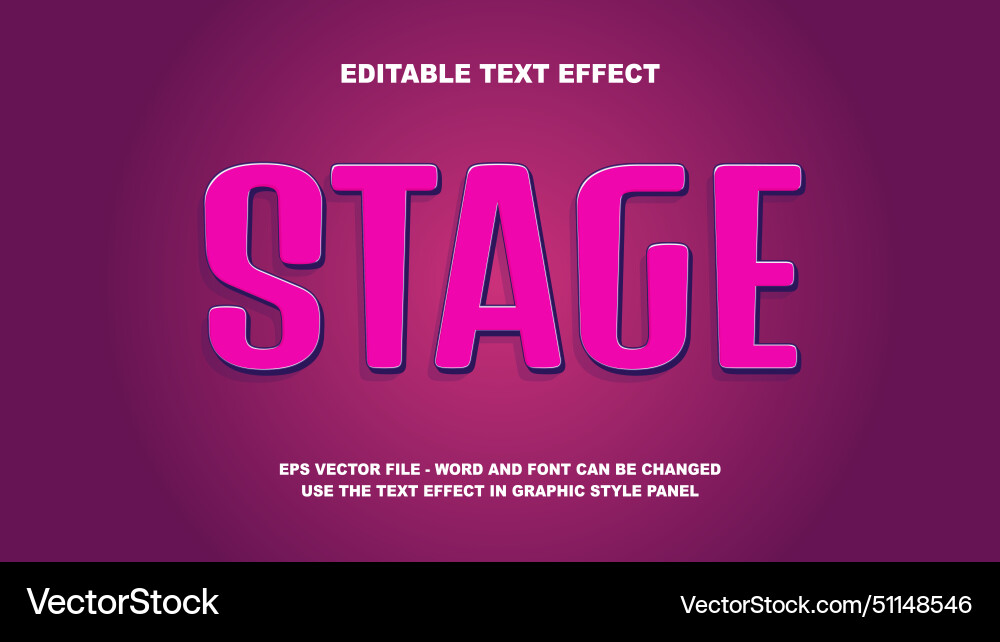 Editable text effect stage 3d template Royalty Free Vector