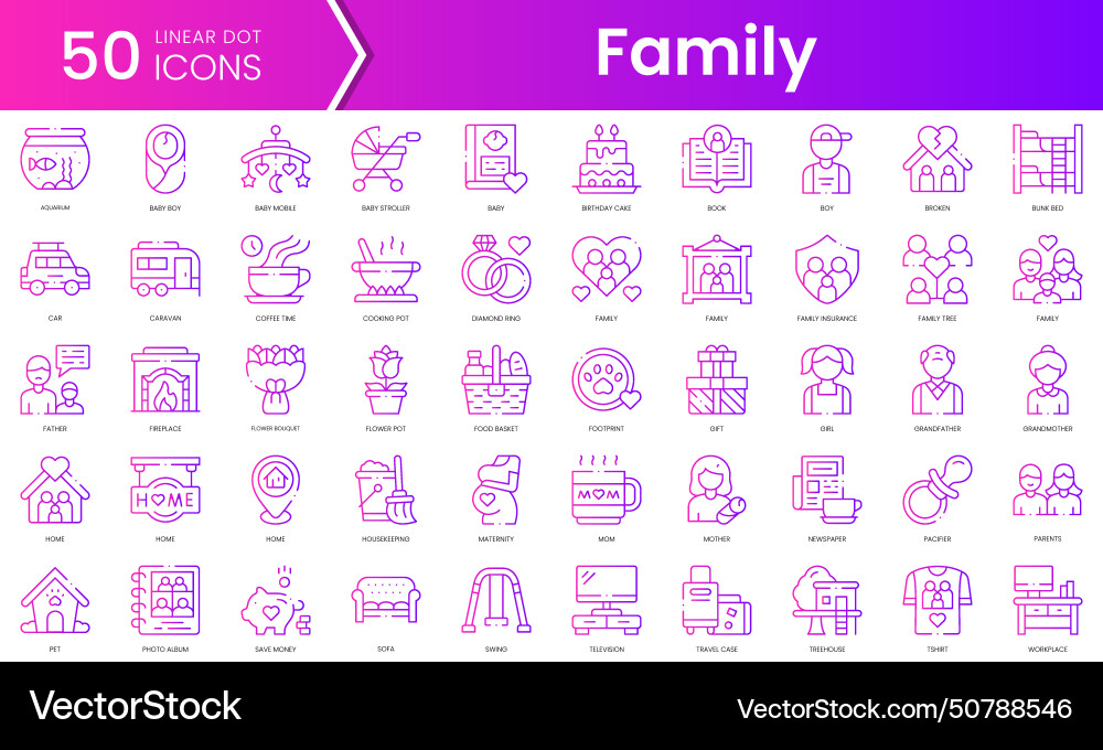 Set of family icons gradient style icon bundle Vector Image