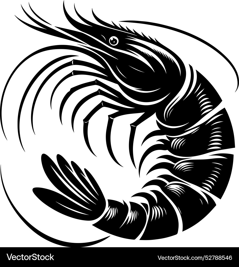 Shrimp silhouette isolated on white background Vector Image