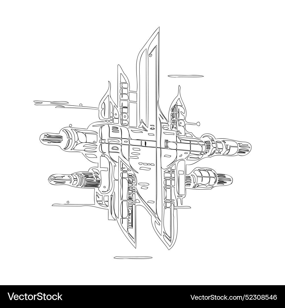 Space station outline sketch Royalty Free Vector Image