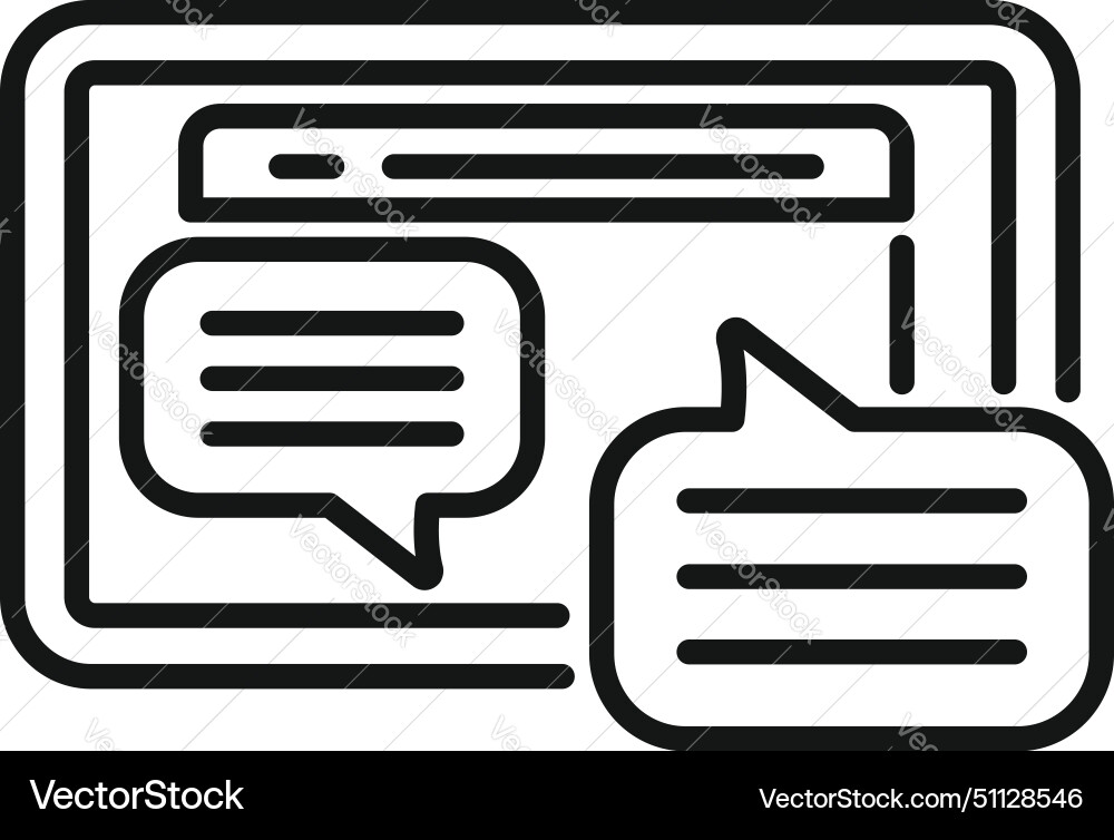 Tablet online web chat support icon outline Vector Image