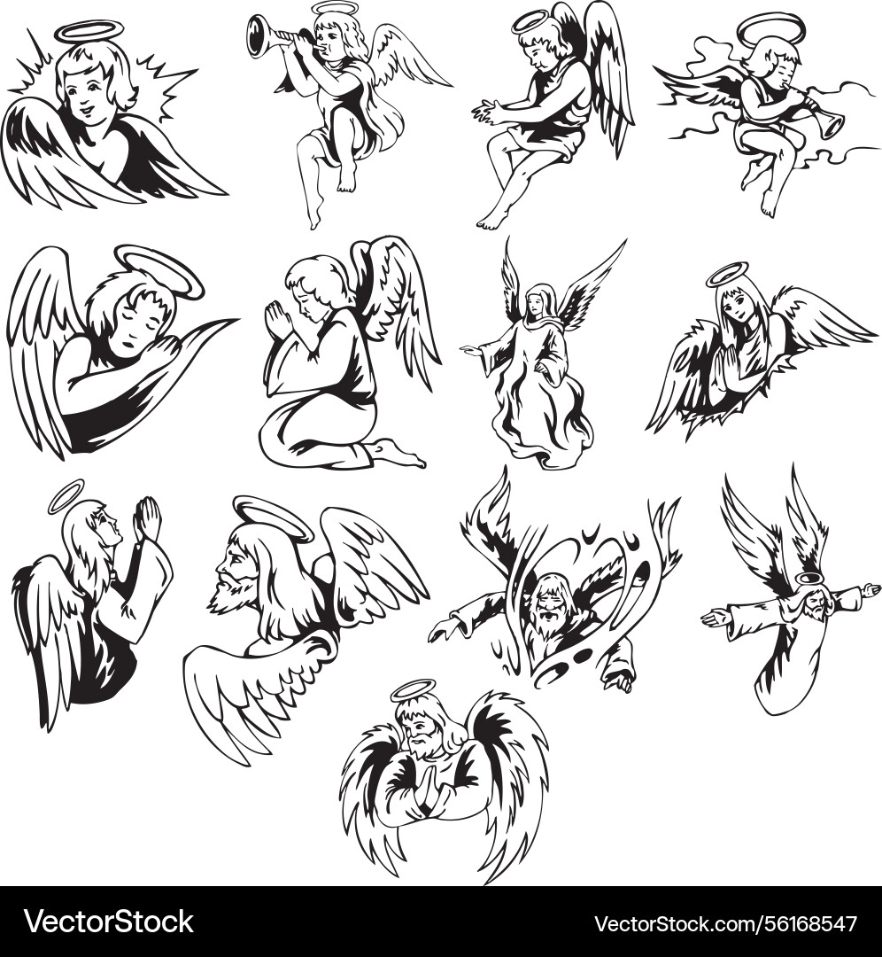 Angels easter stickers Royalty Free Vector Image