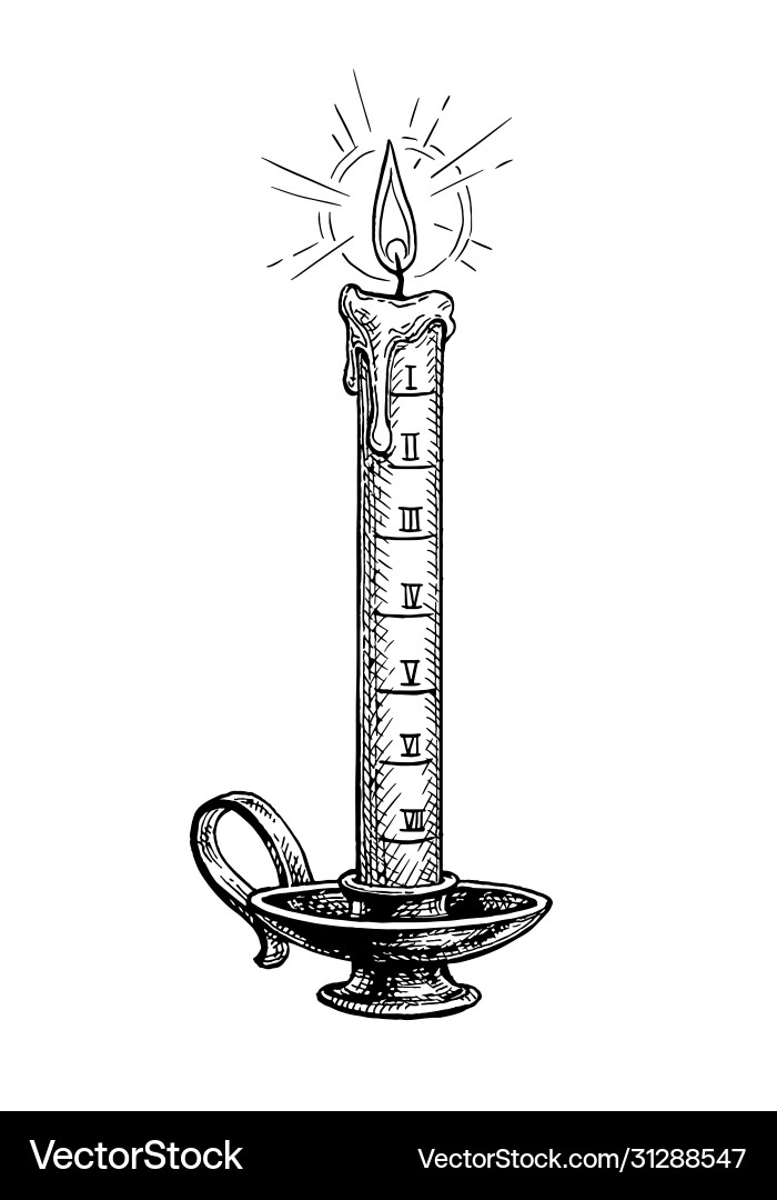 Antique Candle Clock Sketch Royalty Free Vector Image