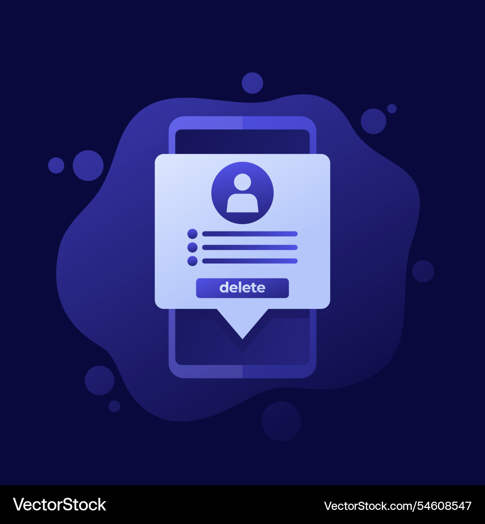 Delete profile erase account design Royalty Free Vector