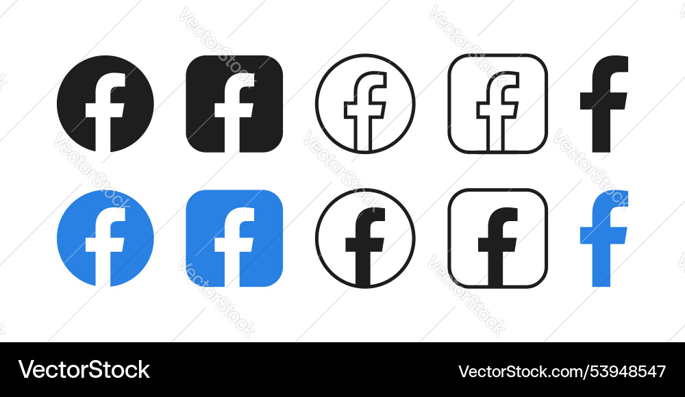 Facebook social media app logo collection Vector Image