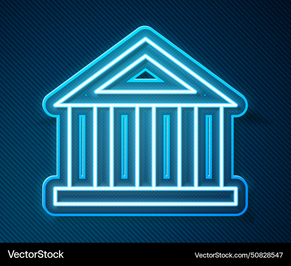 Glowing neon line bank building icon isolated Vector Image