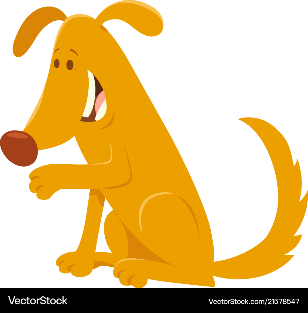 Happy yellow dog cartoon character Royalty Free Vector Image