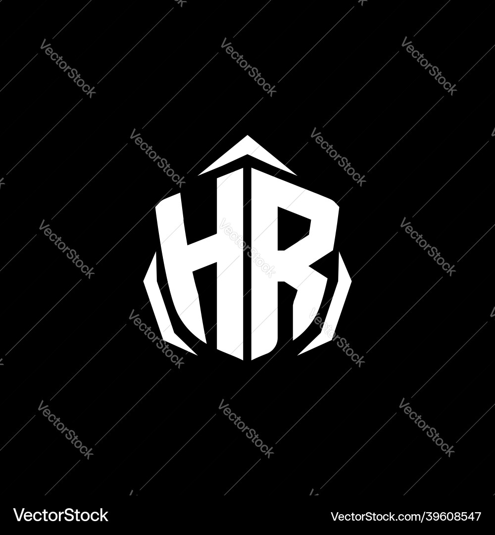 Hr monogram shield shape style Royalty Free Vector Image