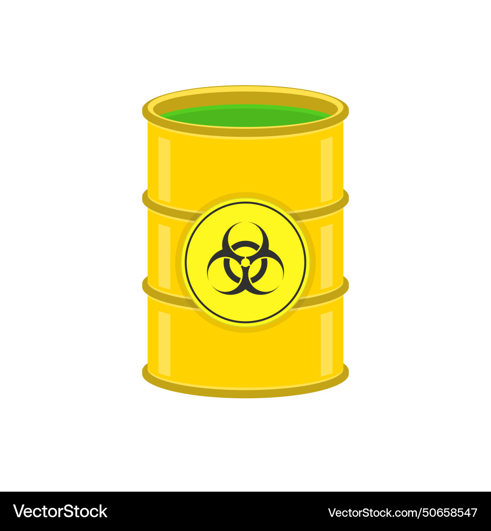 Metal barrel with biohazard liquid Royalty Free Vector Image