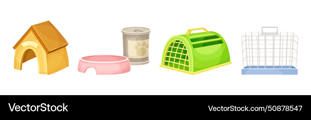 Pet shop product assortment and animal accessory Vector Image