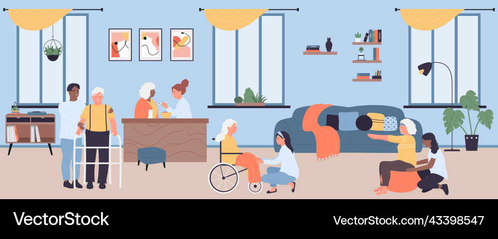 Residential care facility nursing home nurses Vector Image