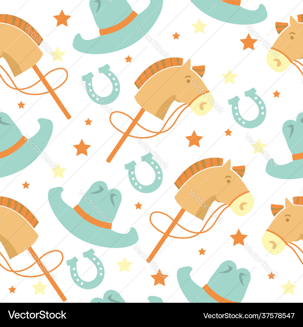 Seamless pattern baby cowboy with western Vector Image