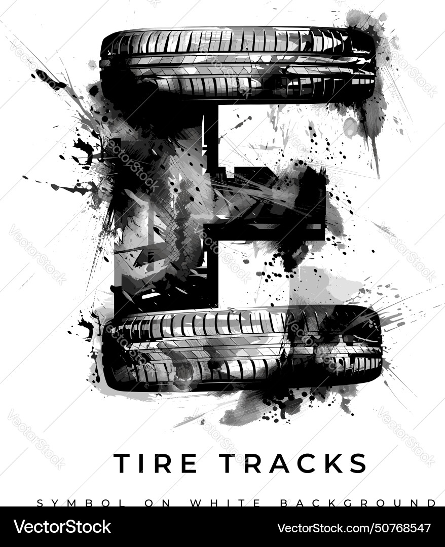 Tire font letter e on a white background Vector Image