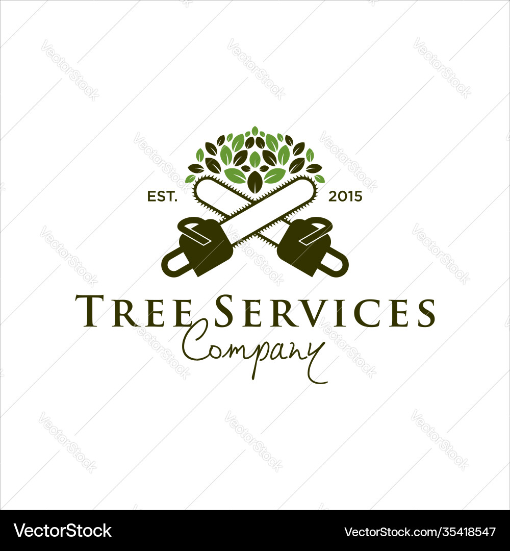 Tree Service Logo Badge Template Royalty Free Vector Image