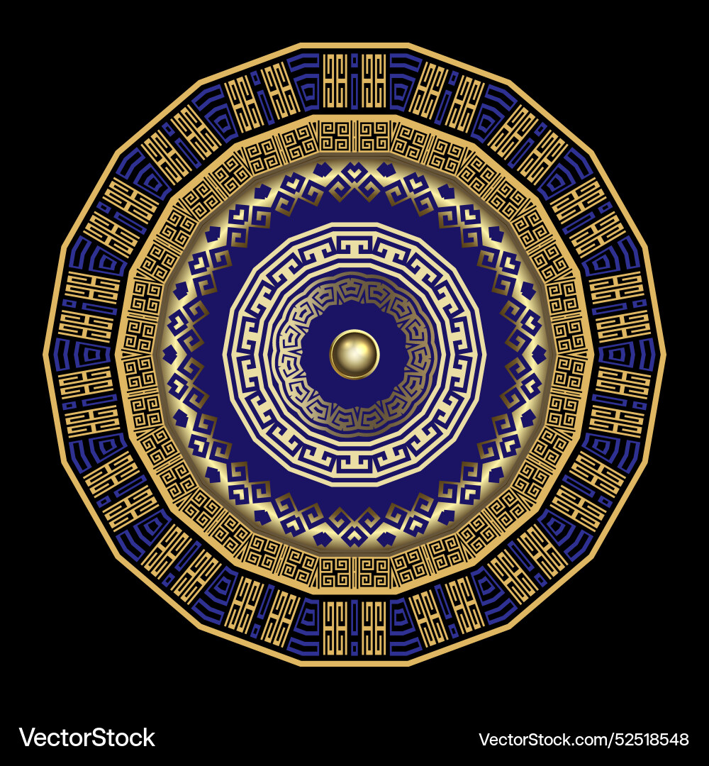 3d luxury mandala pattern with dreek key meander Vector Image
