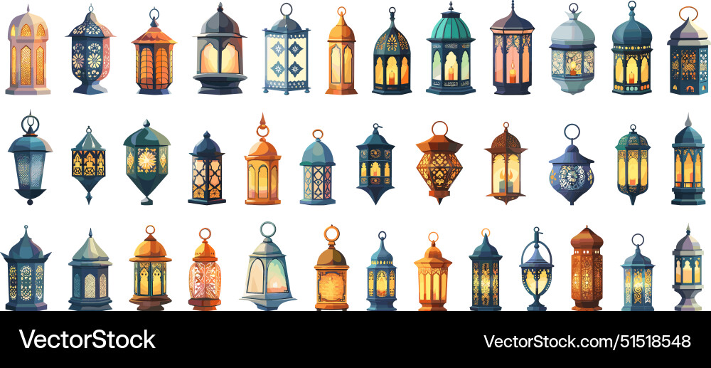 Arabic Lantern Icons - Ramadan & Eid Vector Image