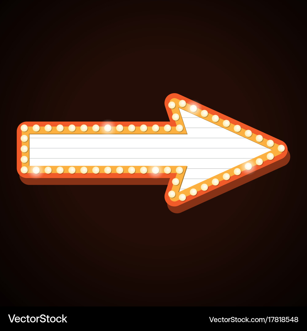 Arrow billboard retro light frames theater sign Vector Image