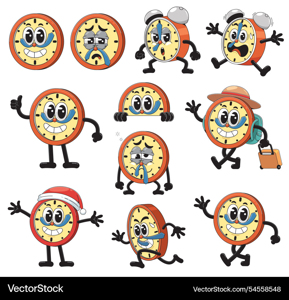 Cartoon clock Royalty Free Vector Image - VectorStock